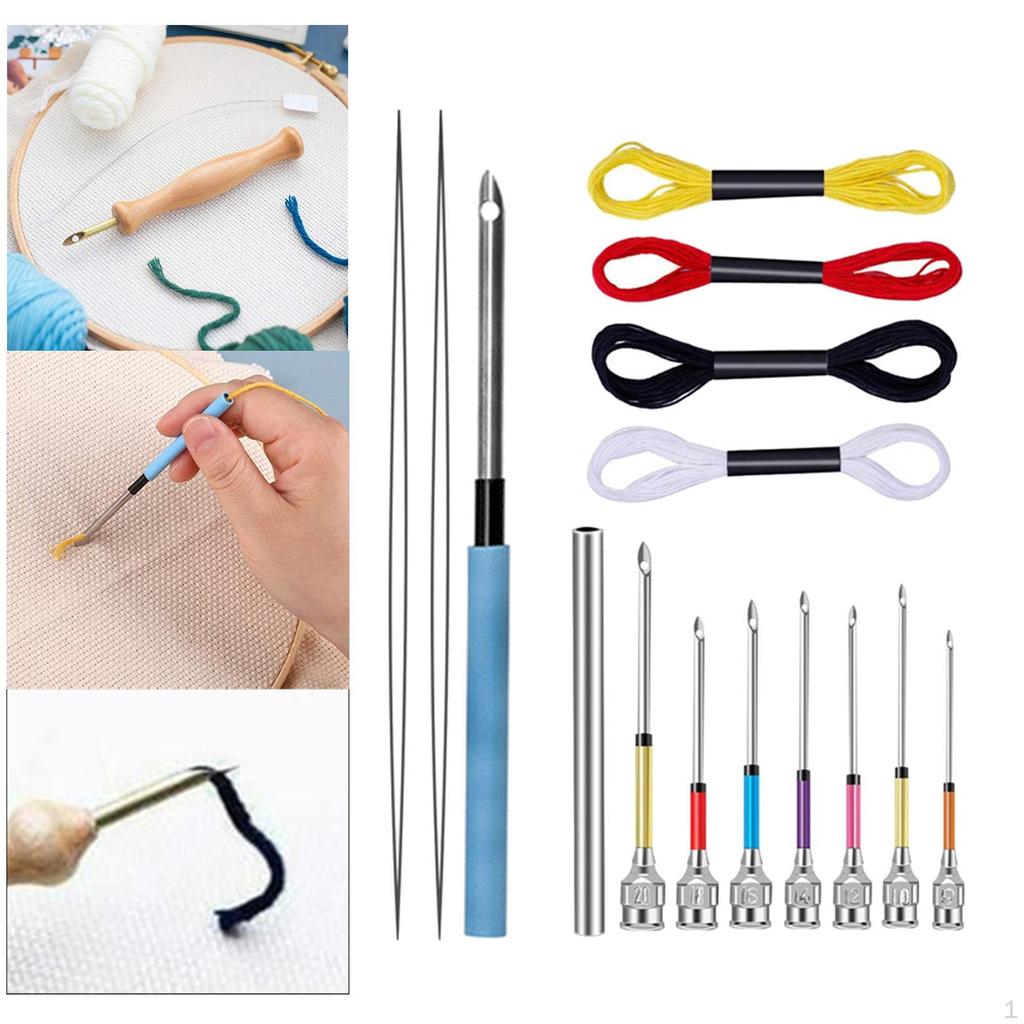Buy Embroidery Kit Stitching Punch Sewing Pins Needles for Beginners 16 ...