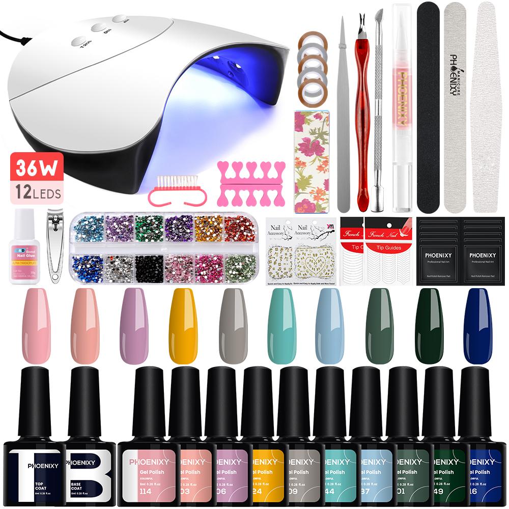 Cheap PHOENIXY Pure Gel Polish Kit 36W LED Polish Dryer Lamp Soak Off UV Varnish Nail Art Poly ...