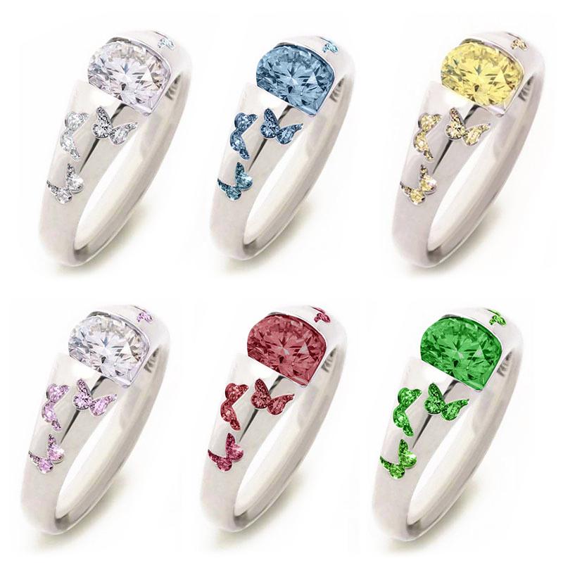 Buy PDTO Womens Fashion Crystal Butterfly Topaz Ring Ladies Wedding ...