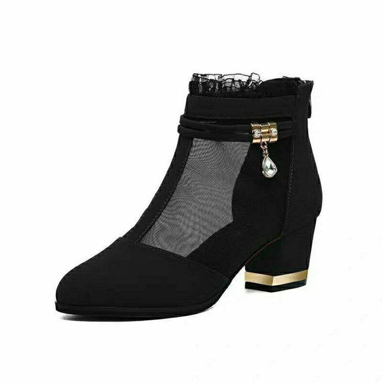 Buy Mesh Mid-heel Shoes Women's Thick Heel Short Tube at affordable ...