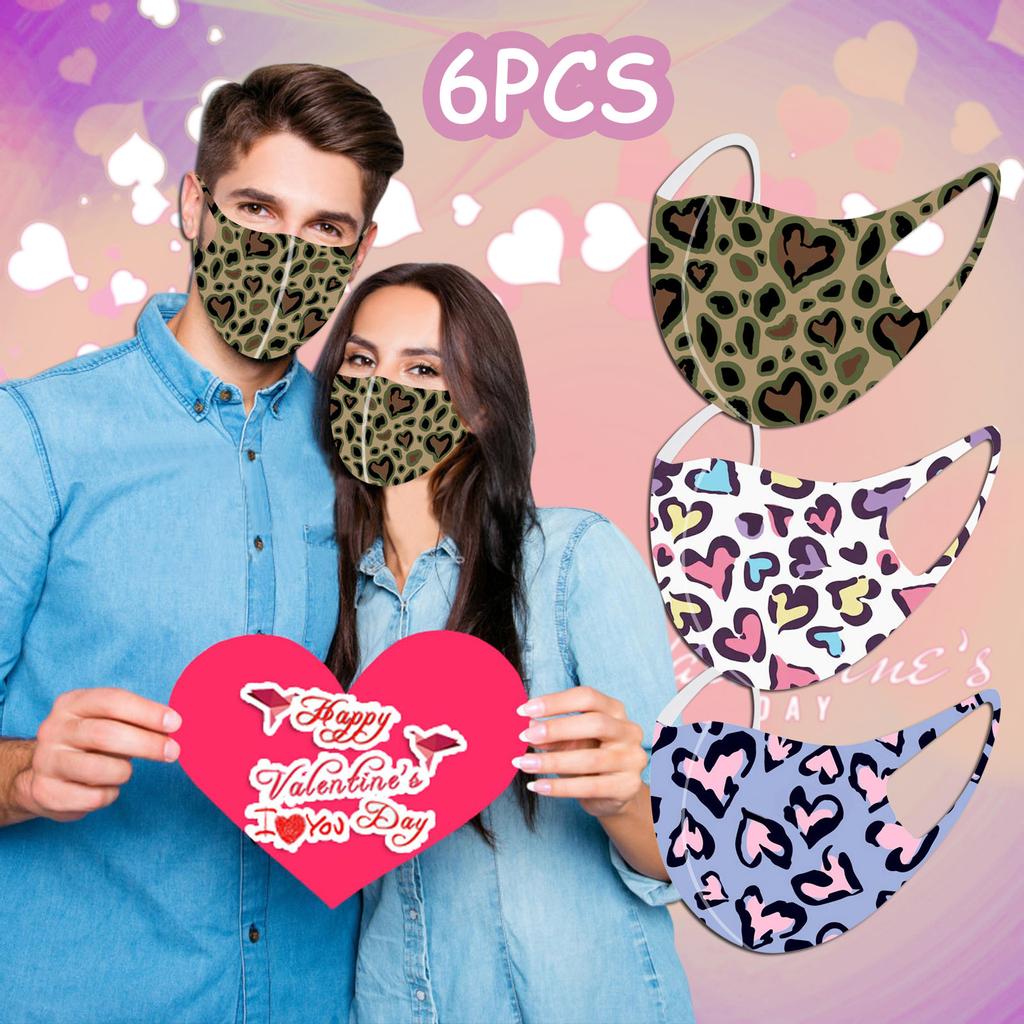 Buy 6PCS Adult Valentine's Day Hearts Ice Silk Mask With Reusable ...