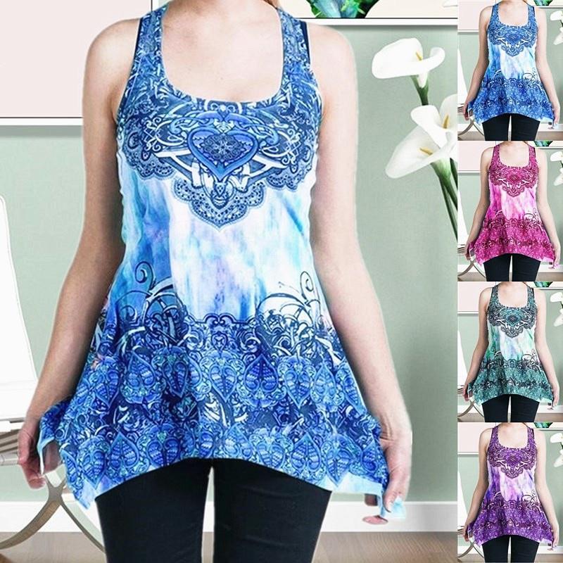 S-5XL Plus size Women Summer Sleeveless Tops Casual Loose Irregular ...