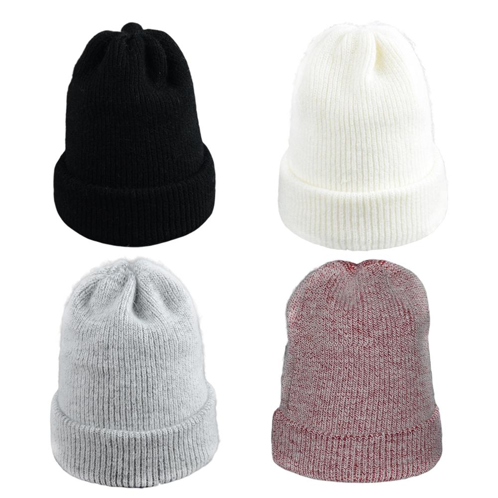 Buy Bunny Fur Knit Hat Winter Warm Cap Solid Color Wool Cap Comfortable ...