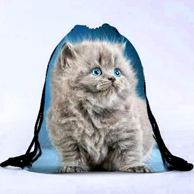 Buy 1PC Unisex Cat Backpacks 3D Printing Bags Drawstring Backpack at ...