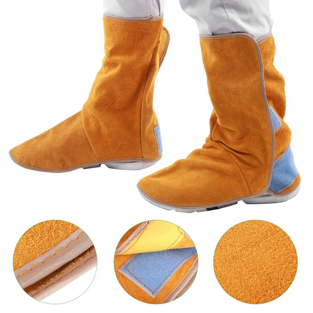 Buy 1Pair Cowhide Heat Resistant Flame-Retardant Welding Boot ...