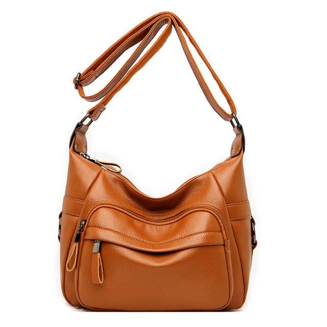 Cheap Women Double Zipper Crossbody Bags Ladys Leather Shoulder Bags ...