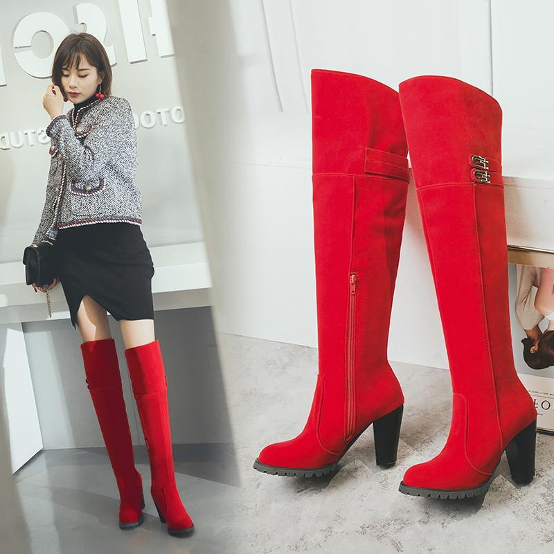 Buy Fashion Women Long Boots Super High Suede Over Knee Boots High Heel ...
