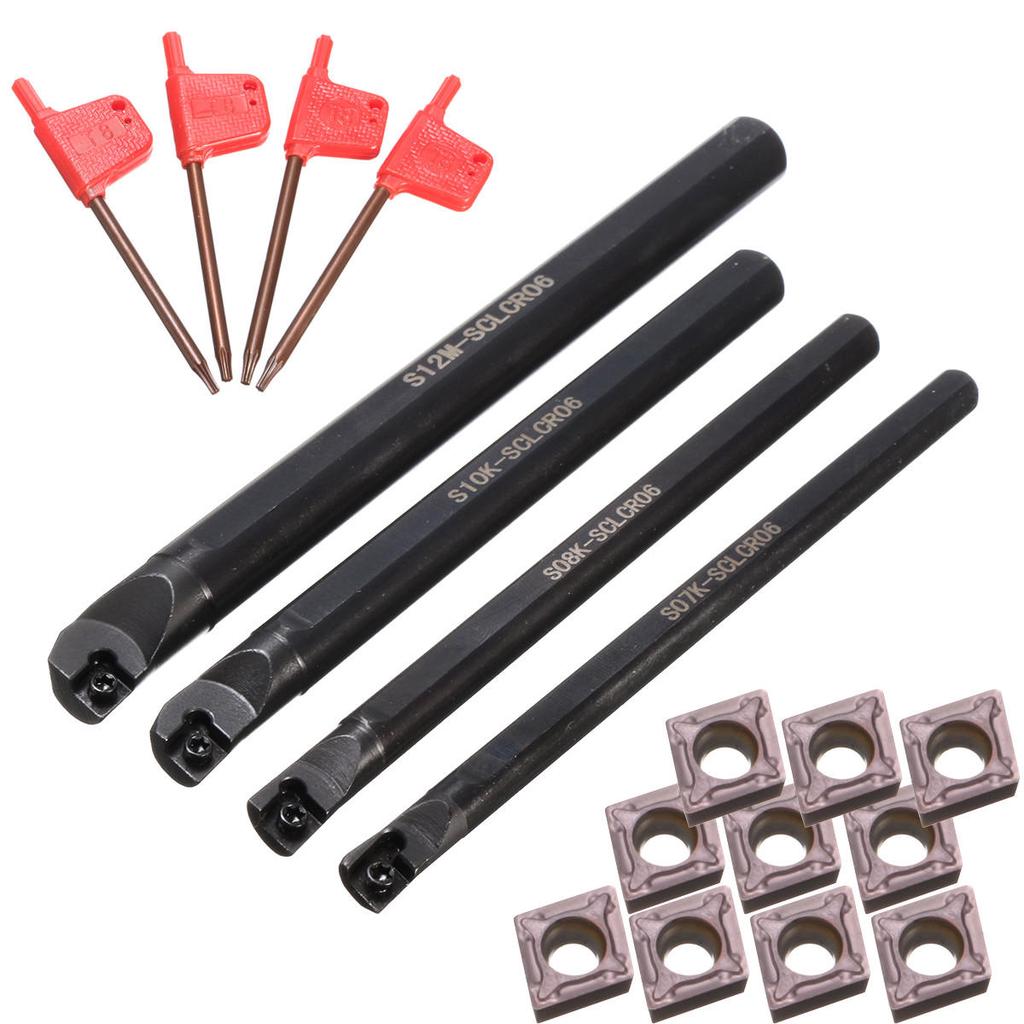Buy Set Of 7 8 10 12mm SCLCR06 Turning Tool Lathe Boring Bar 10x CCMT0602 Inserts at affordable ...