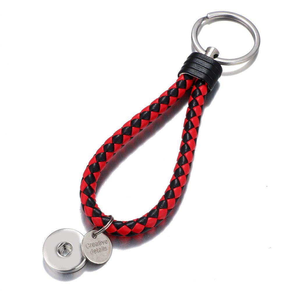 Cheap Top Popular Weave PU Leather Key Chains 18mm Snap Button Keychain ...