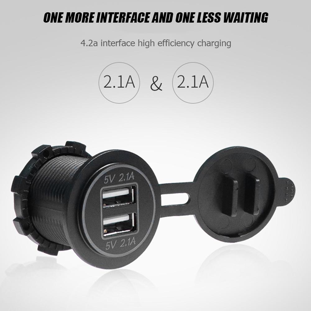 Buy 4.2A Car Motorcycle Dual USB Charger Sockets LED Power Plug Outlet ...