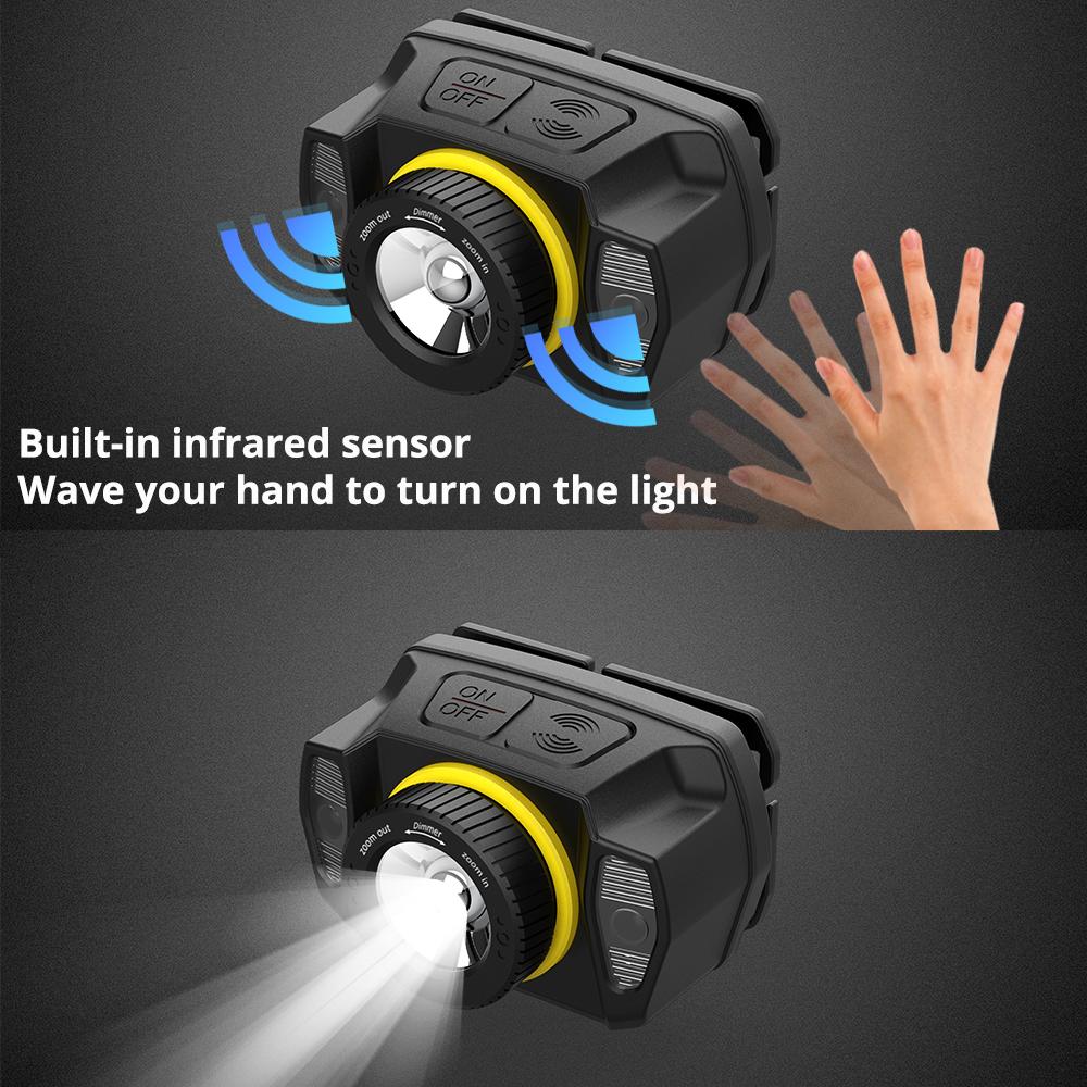 Satın alın Super Bright Xpg Led Headlamp With Infrared Sensor Rotatable ...