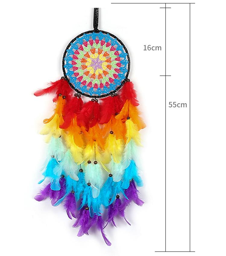 Buy Indian Style Dream Catcher Net Pendant Colorful Feather Woven Net ...