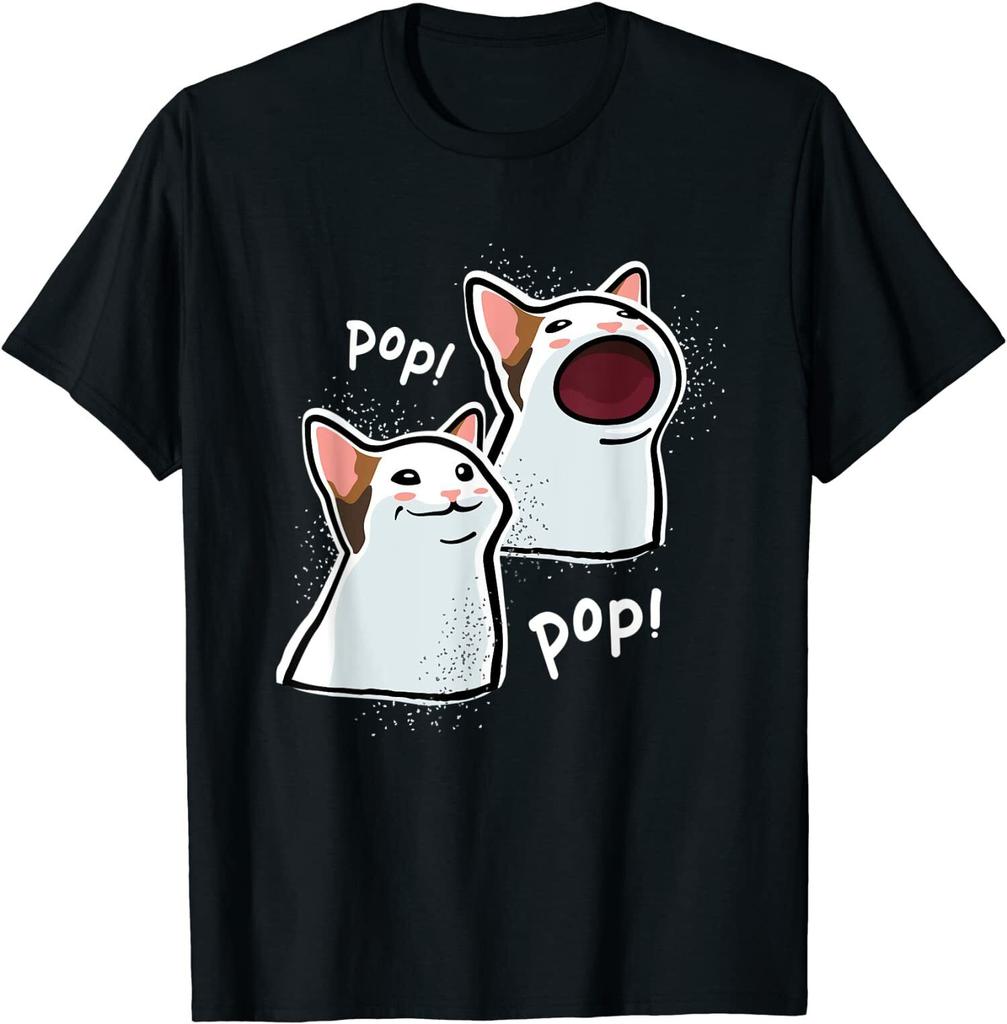Buy New Limited Popping Cat Meme Funny Cat Lovers Men Casual Black ...