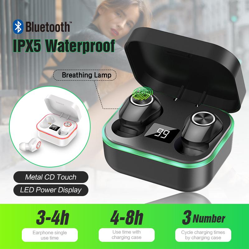Buy M8 TWS Upgrade Bluetooth 5.1 Headsets True Wireless Breathing Light ...