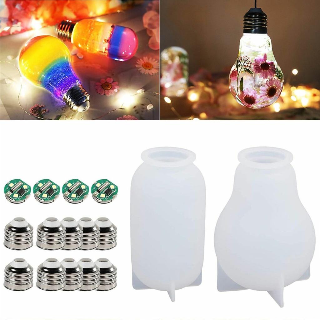 Buy Dagu 2PCS Light Bulb Resin Silicone Molds with 10PCS Caps 4PCS LED ...