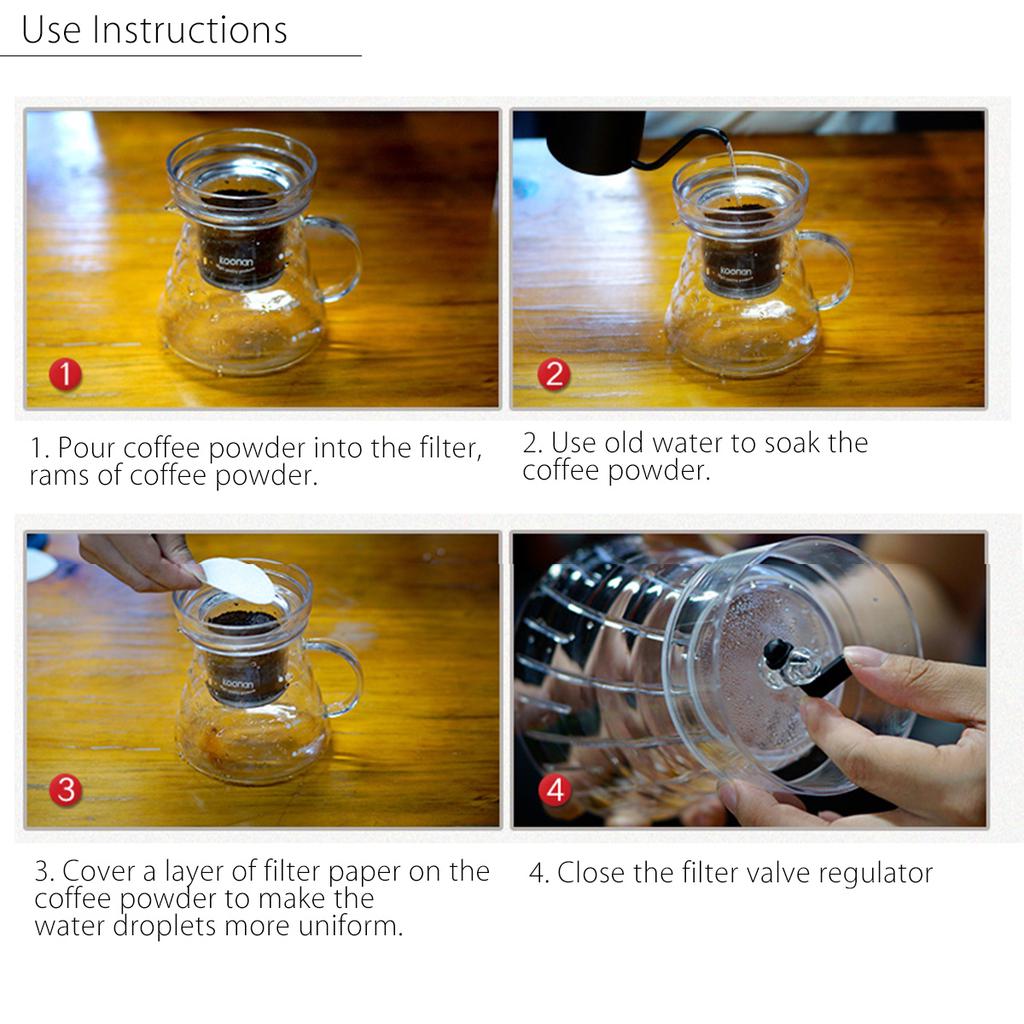 Buy 1000ml Water Drip Coffee Machine Reusable Filter Tool Glass ...