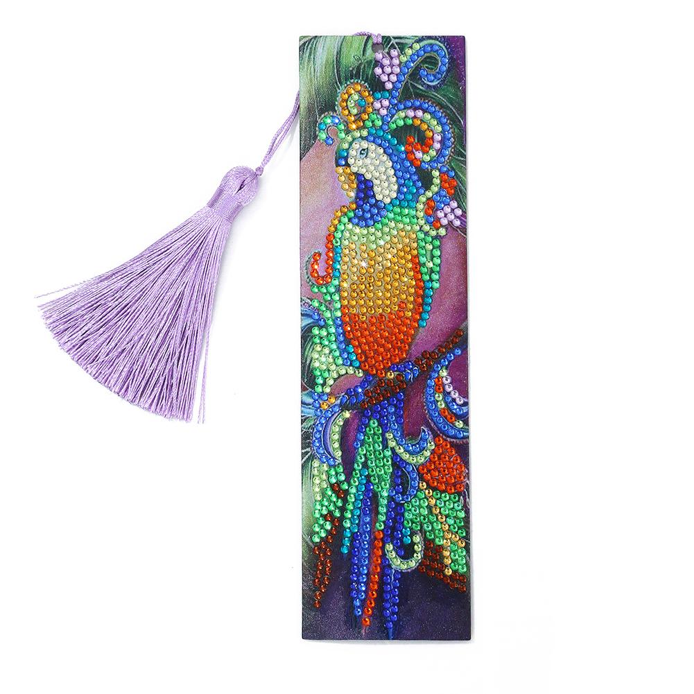Buy Rhinestone Diamond Painting Leather Bookmarks Leather Craft (Parrot ...
