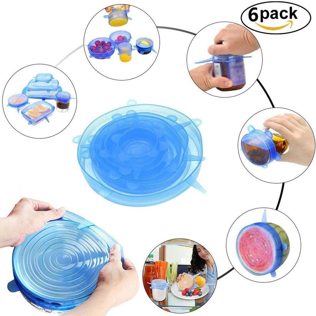 Buy Lightweight 6pcs Reusable Silicone Wrap Keeping Food Fresh Sealed ...