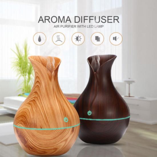 Essential Oil Aroma Diffuser LED Ultrasonic Wood Humidifier ...