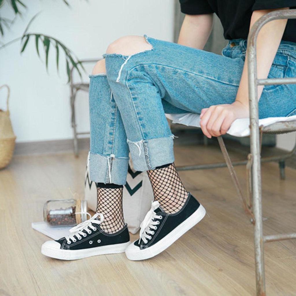 Buy Breathable Sexy Spring Summer Fishnet Ankle/Knee High Sock Black ...