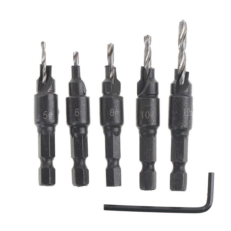 Buy 5Pcs Countersink Drill Woodworking Drill Bit Drilling Pilot Holes ...