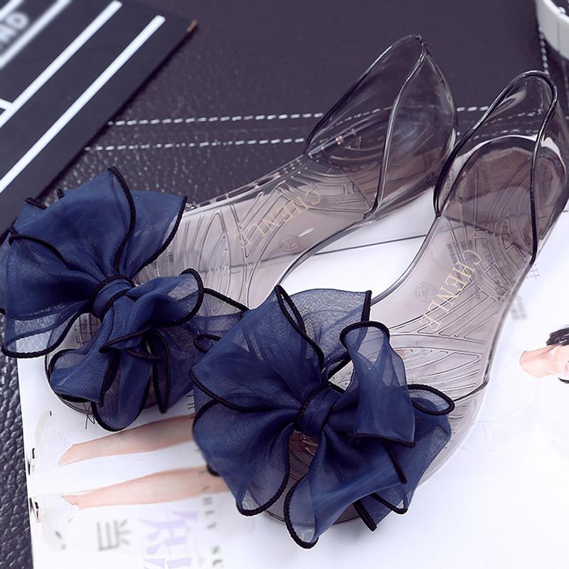 Buy Women Transparent Flat Shoes Summer Fashion Flower Bowknot Sandals ...