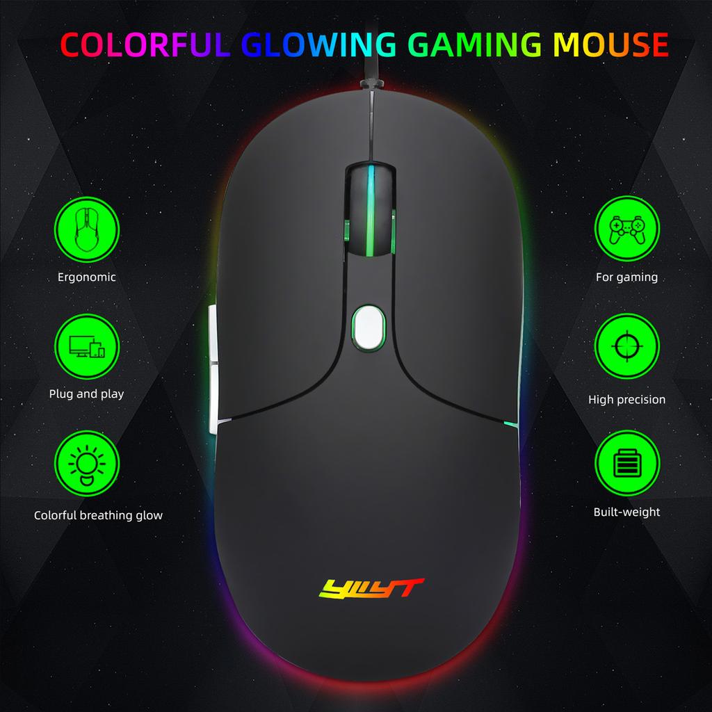 Buy RGB Backlit Wired Gaming Mouse 3200 DPI Mice with Side Buttons ...