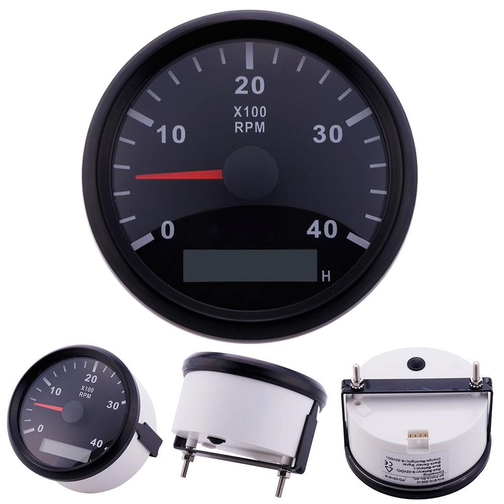 Medidor de tacómetro RPM marino WEMA LCD Medidor de hora Tacho 12/24V 0 ...