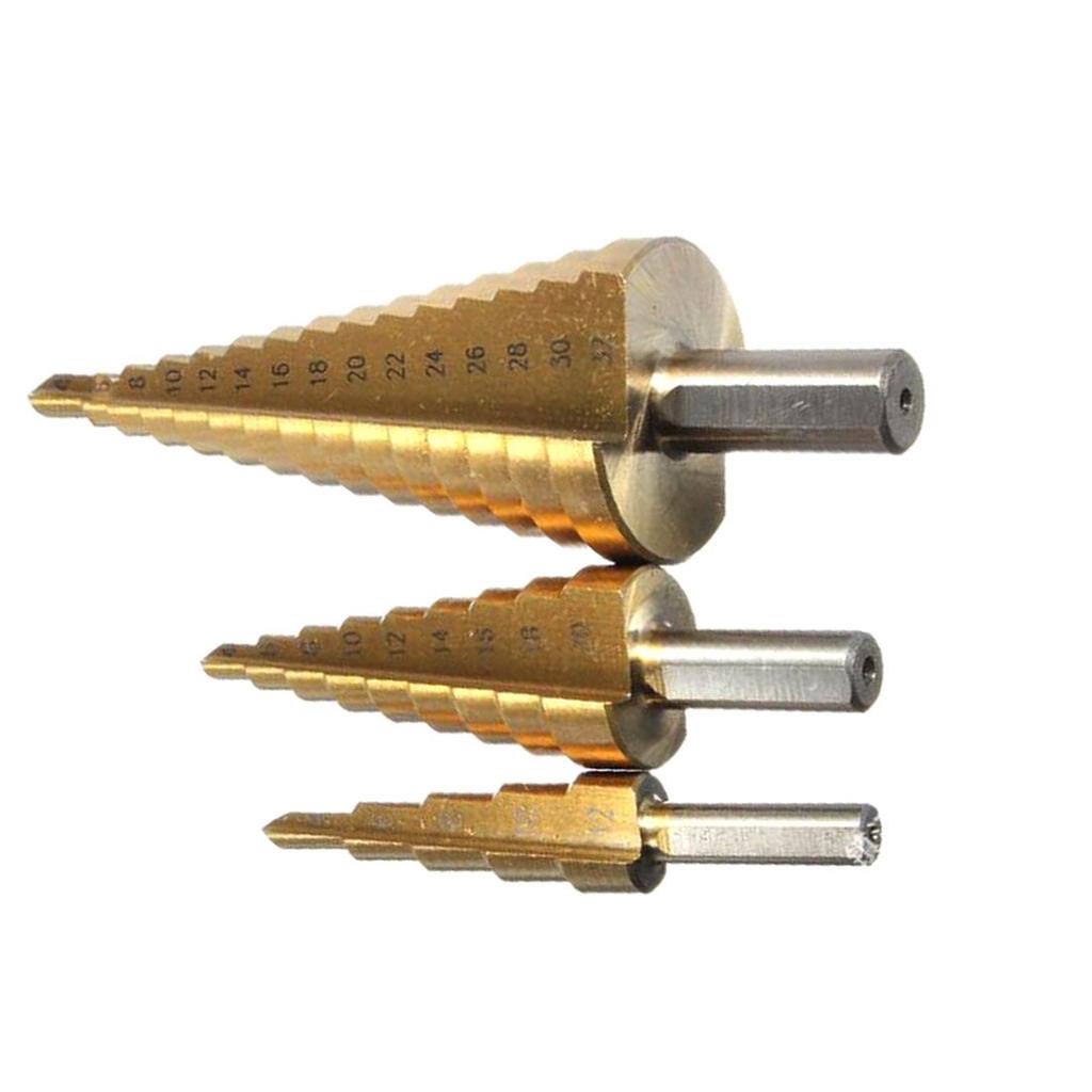 Buy Titanium Coated Pagoda Shape Step Drill Bit HSS Triangle/Hex Shank ...