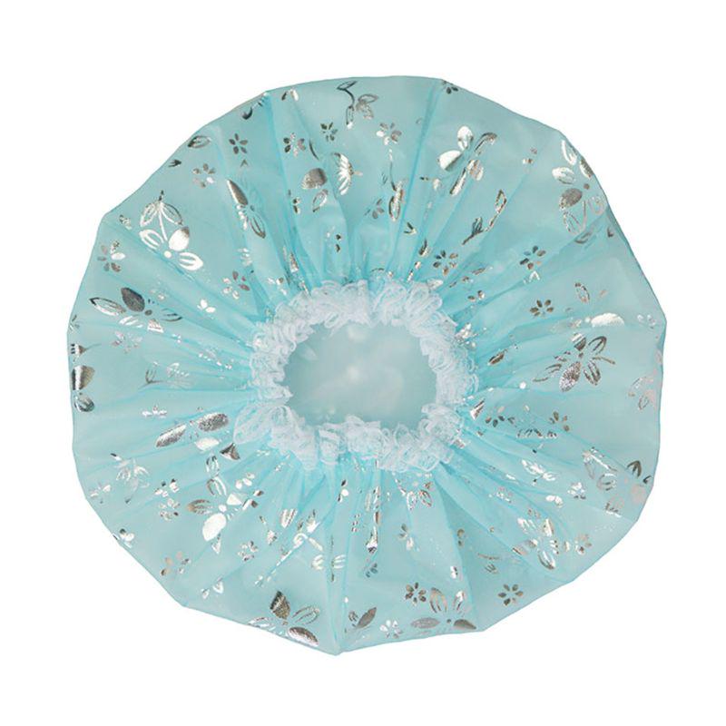 Buy Women Silver Foil Flower Shower Cap Double Layer Waterproof Elastic ...