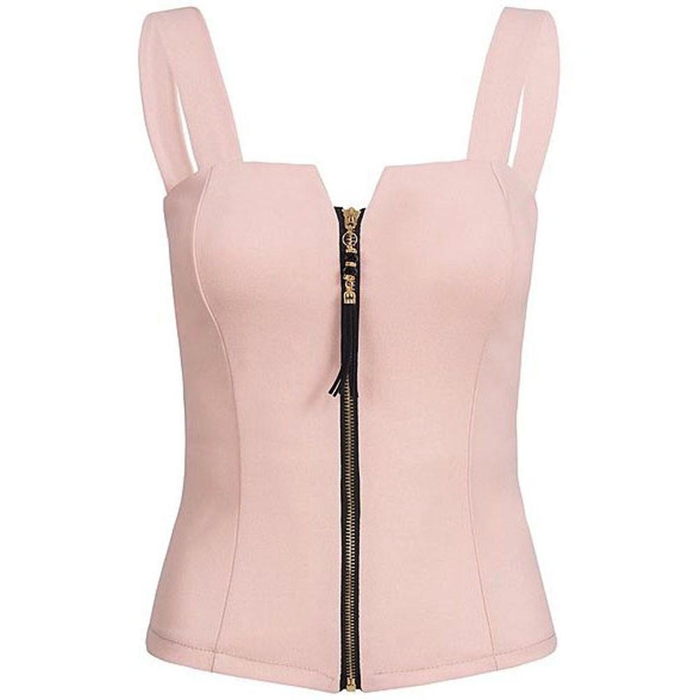 Buy Women's Fashion Sleeveless Camisole Tank Zipper Top T-shirt at ...