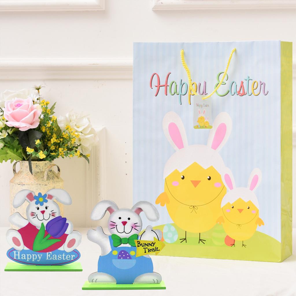 Buy Happy Easter Wooden Tabletop Decoration Colorful Cartoon Egg Basket ...