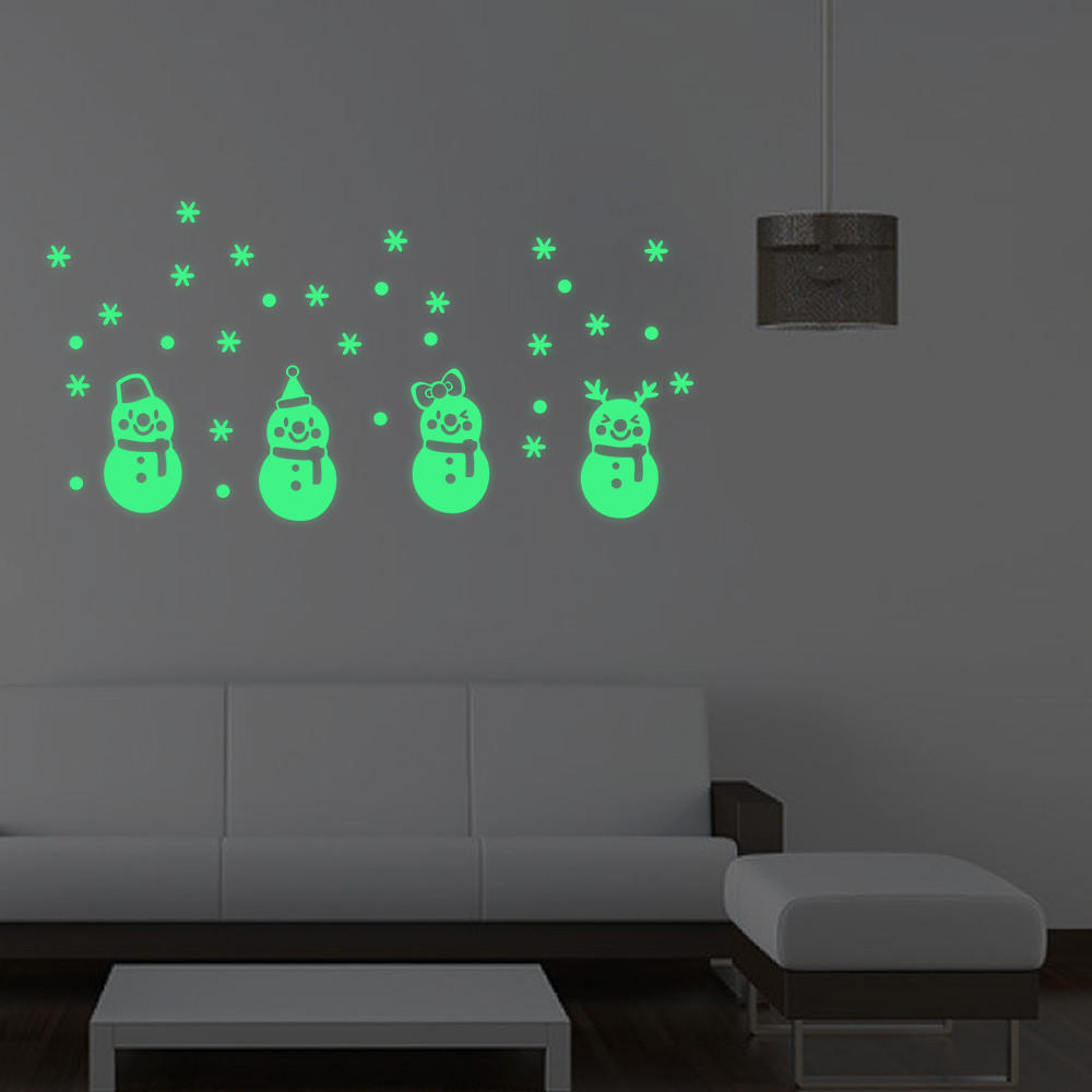 Buy Christmas Glow Snowman Wall Stickers Living Room Luminous Window ...