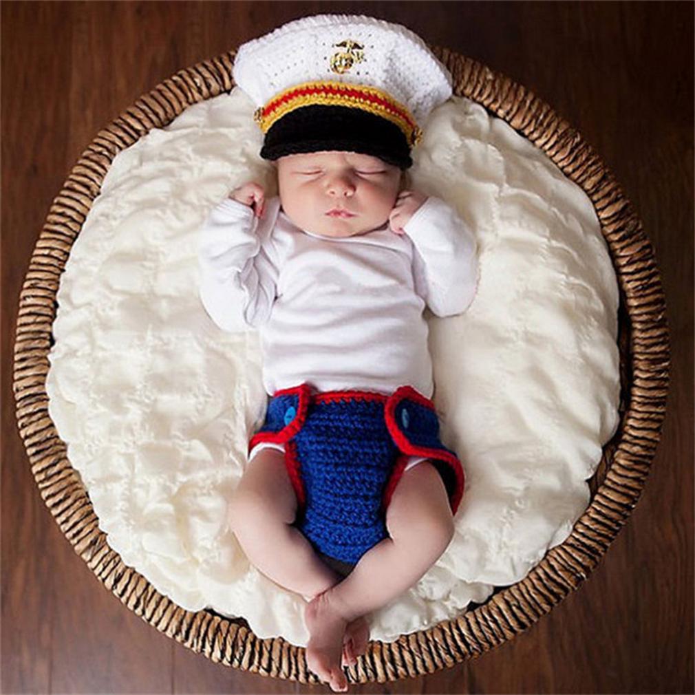 Buy Newborn Baby Navy Sailor Clothing Photography Props Newborn Crochet ...