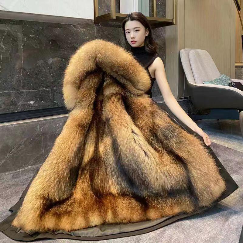 Buy Women's Mid-length Mink Faux Fur Parker Clothing Fox Fur Thickened ...