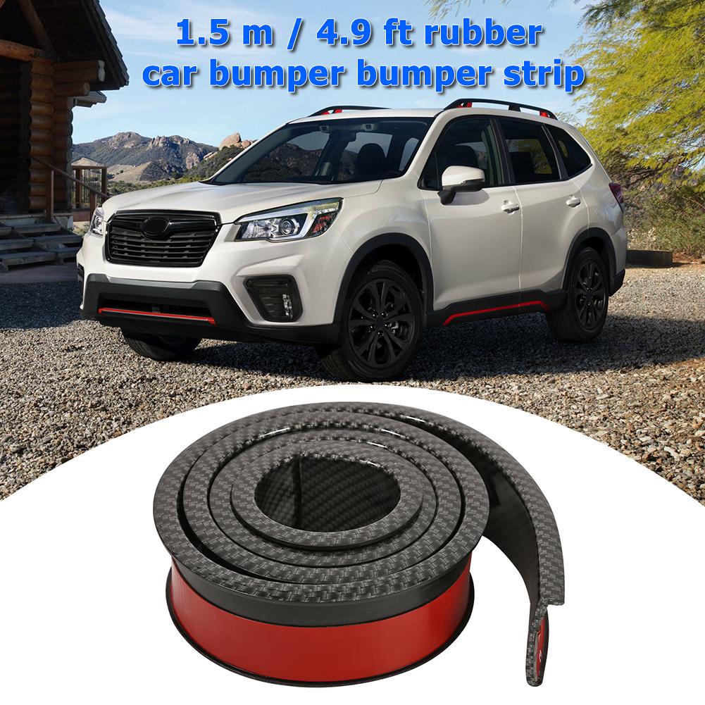Buy 4.9ft Rubber Car Bumper Strip Front Bumper Lip Sticker Carbon Fiber ...