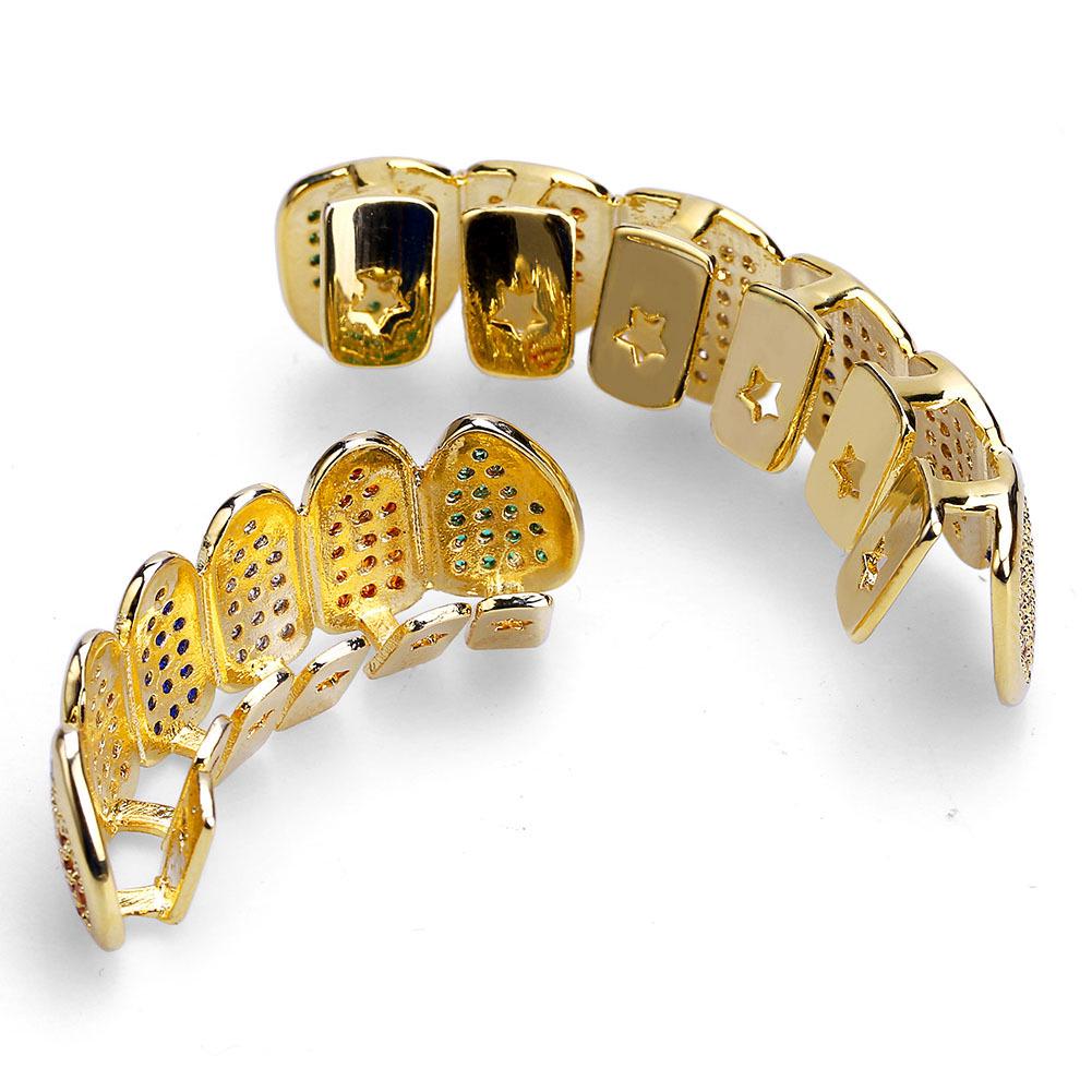 Buy Gold Teeth Diamond Plated Teeth Caps Canine Teeth Hip Hop Teeth ...