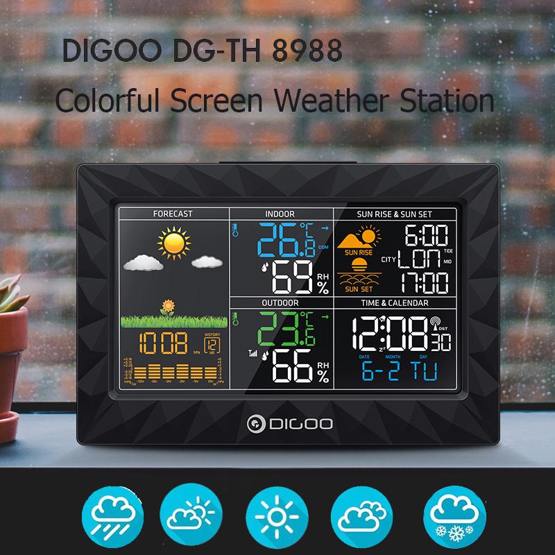 Buy DIGOO DG-TH8988 3CH LCD Color Weather Station Outdoor Remote Sensor ...