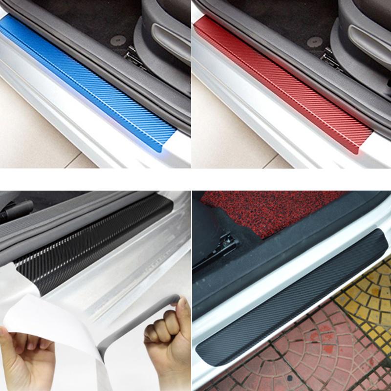 Buy 4pcs Waterproof Sticker Universal Scuff Plate Door Sill Carbon ...