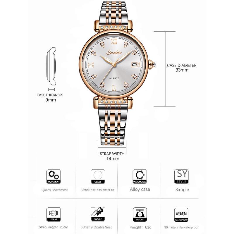Sunkta New Women Fashion Watch Creative Lady Casual Watches Stainless ...