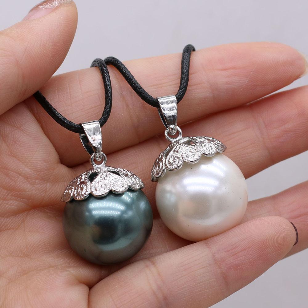Kjøp Natural Shell Pendant Necklace Fashion Jewelry Round Shape Lace ...
