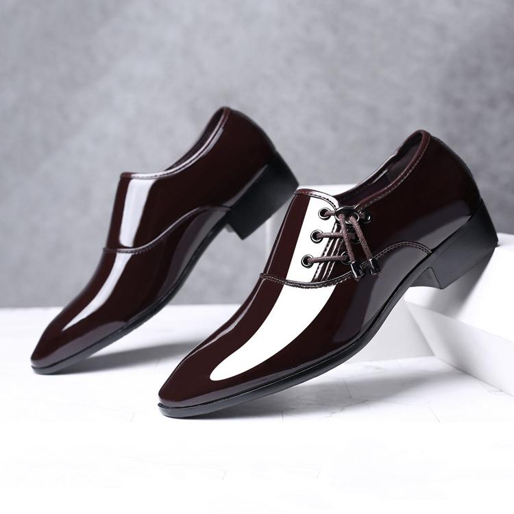 Buy NEW Side Lace Up Pointed Toe Leather Shoes Men's Business Dress ...