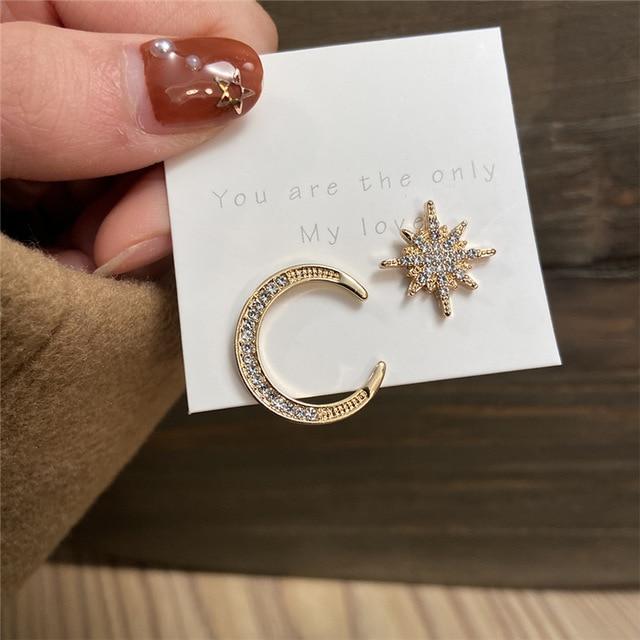 Buy 17KM Korean Cute Rhinestone Earrings for Women Fashion Cross Moon Heart Pearl Earrings Deer ...