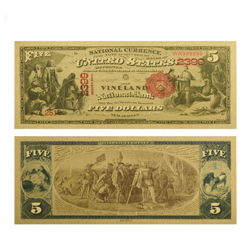 Buy 1875 US Dollar Gold Banknote Colored Golden Money Bill Gold Foil ...