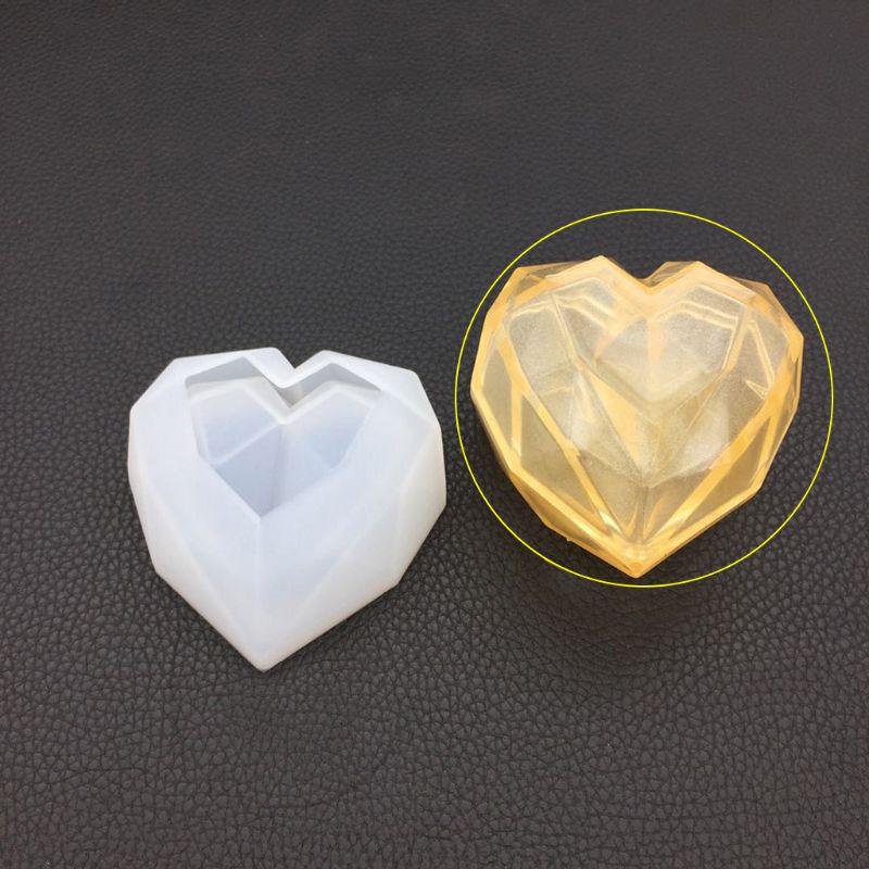 Silicone Epoxy Resin Crafts Heart-shape Storage Box Case Desk Table ...