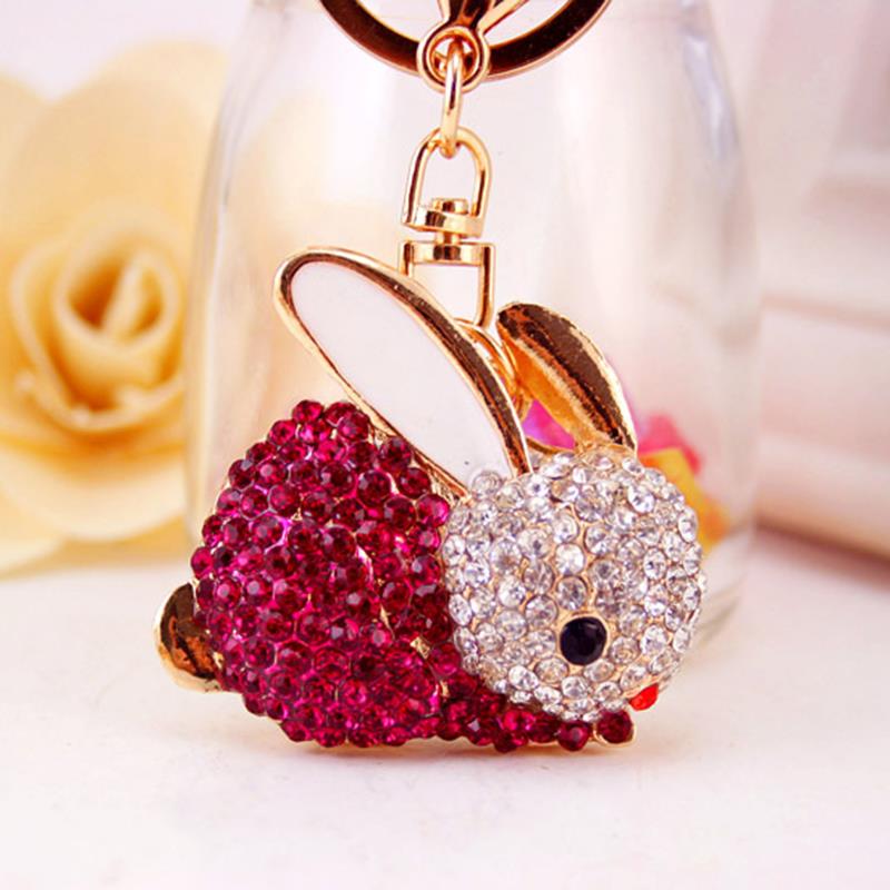 Buy Cute Rhinestone Big Ears Rabbit Key Chain Keychain Ladies Bags ...