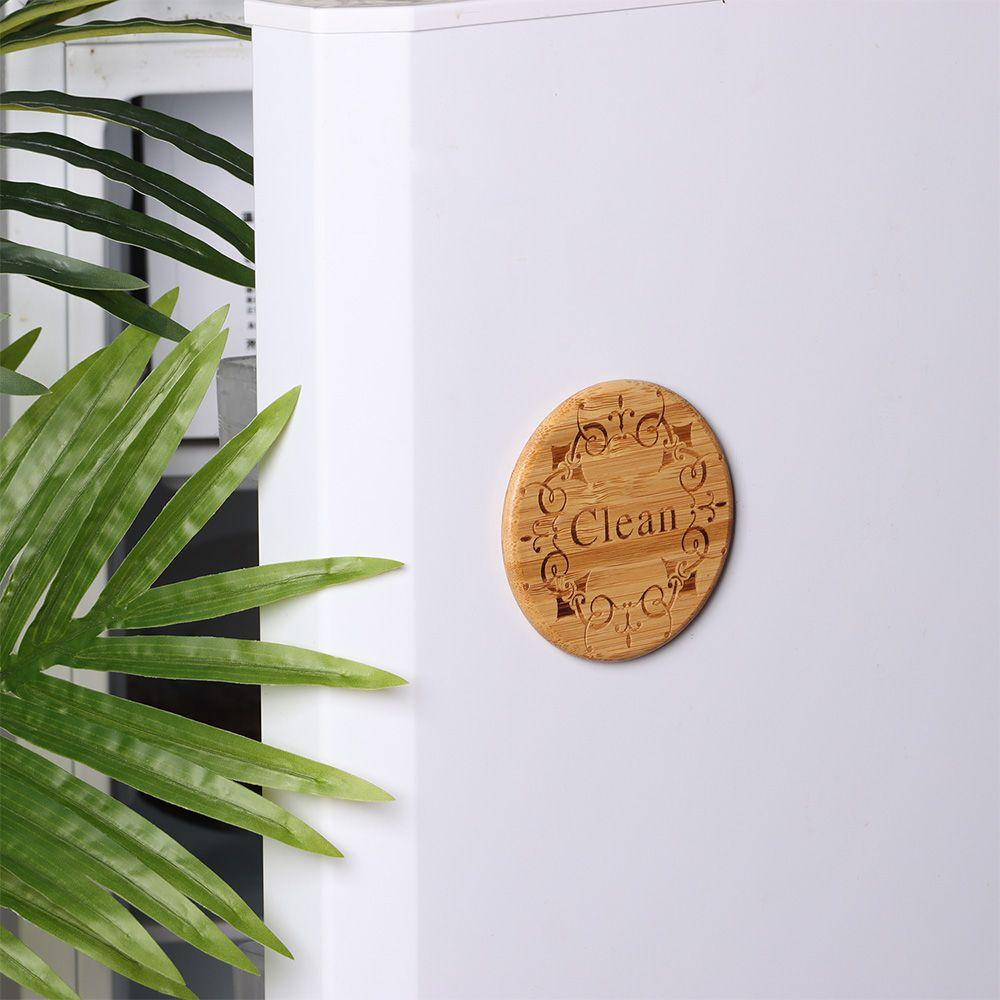 Bamboo Double Sided Home Decor Clean Dirty Sign Magnetic Sticker Fridge ...