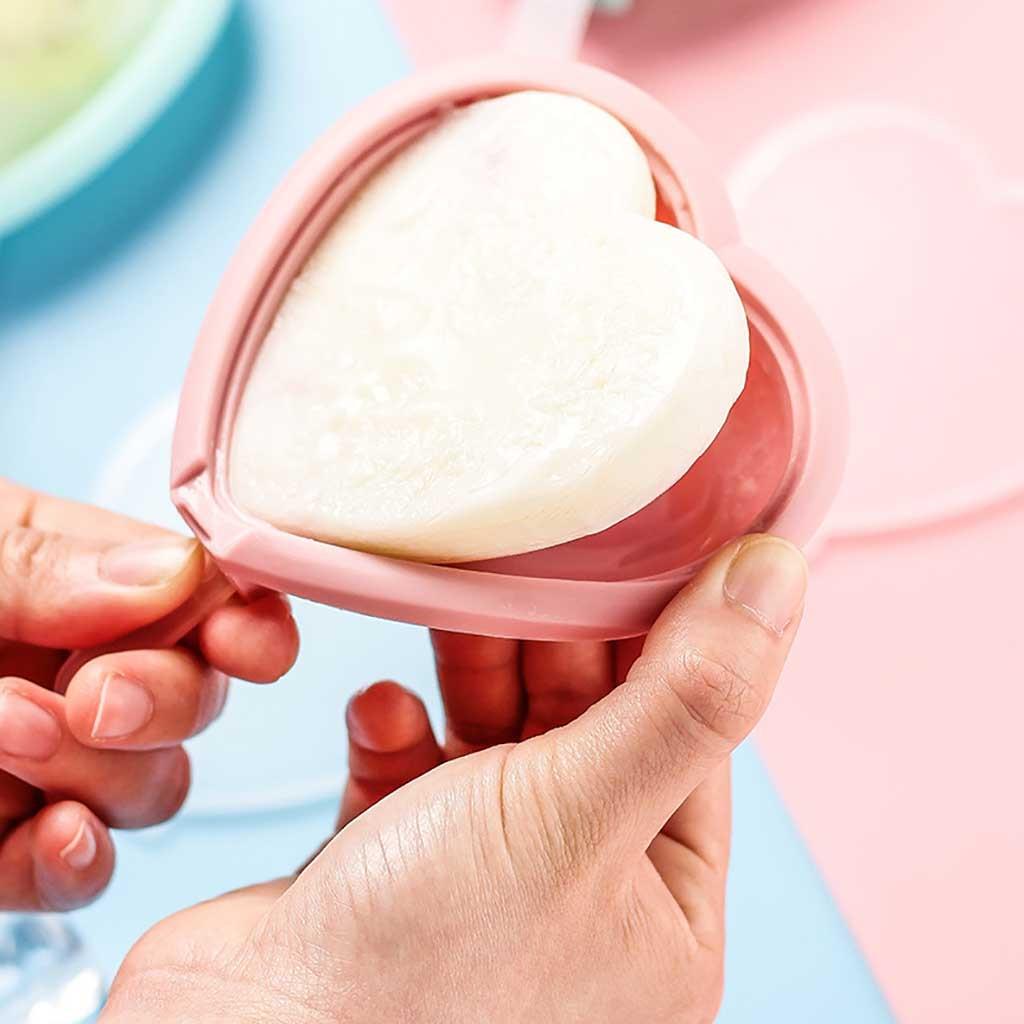 Buy Reusable Tray Mold Heart Shaped Ice Cream Mould Silicone Ice Cream ...