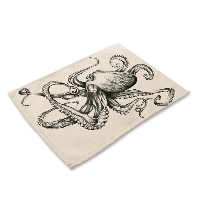 Sea Life Octopus Pattern Cup Pads Heat Insulation Placemat Anti-slip ...