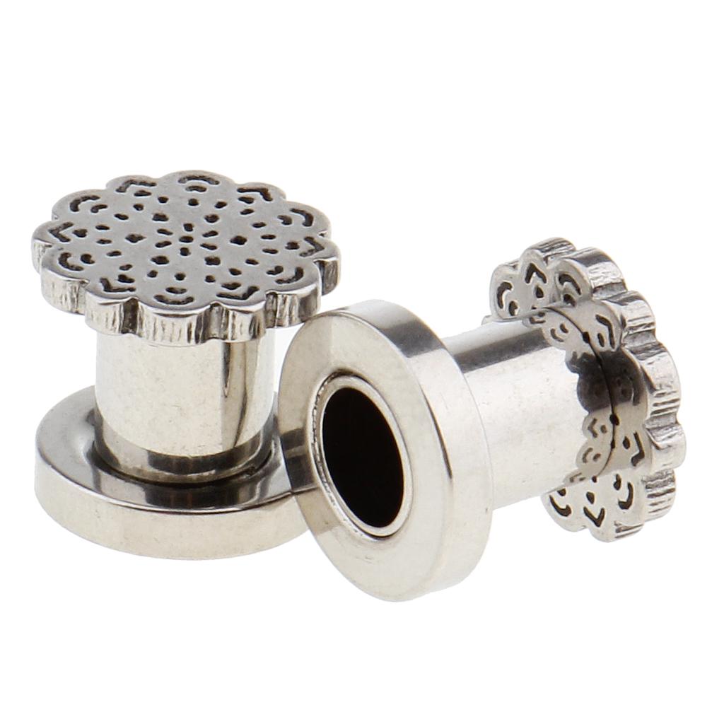 Buy 1 Pair Stainless Steel Double Flared Ear Tunnel Plugs Gauges ...